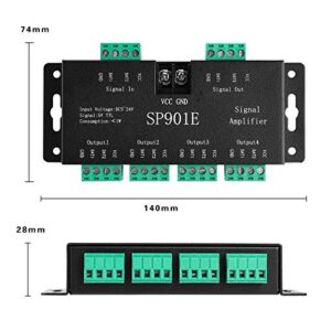 SUPERNIGHT LED Pixel Strip Amplifier Signal Data SPI Repeater for WS2801 WS2811 WS2812B WS2813 WS2815 SK6812 SK9822 Addressable RGB Light Strip Dream Color Programmable Rope Lighting 5v-24v SP901E