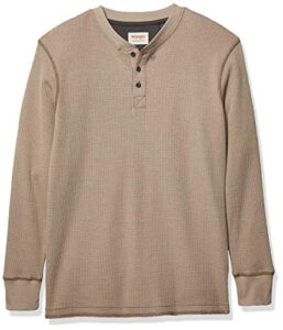 wrangler authentics men's ls waffle henley, pumice stone, xx-large