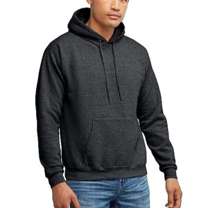 hanes mens pullover ecosmart hooded sweatshirt hoody, charcoal heather, large us