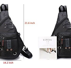 LAMMOK Large Sling Backpack, Sling Chest Bag Shoulder Crossbody Daypacks Fits 14.1-Inch Laptop for Travel Outdoor Men Women