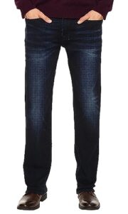 buffalo david bitton men's six slim straight jean, authentic and deep indigo, 36 x 30