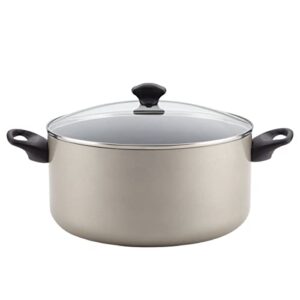 farberware promotional cookware aluminum nonstick covered stockpot, 10.5-quart, champagne silver