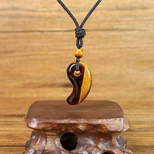 AmorWing Adjustable Unisex Japanese Three Sacred Treasures Magatama Tiger Eye Pendant