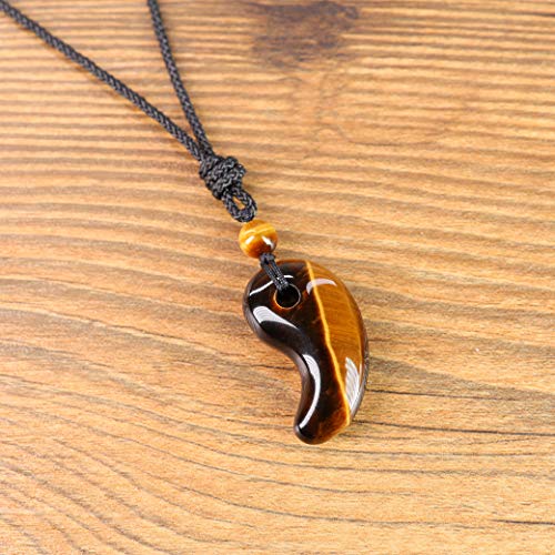 AmorWing Adjustable Unisex Japanese Three Sacred Treasures Magatama Tiger Eye Pendant