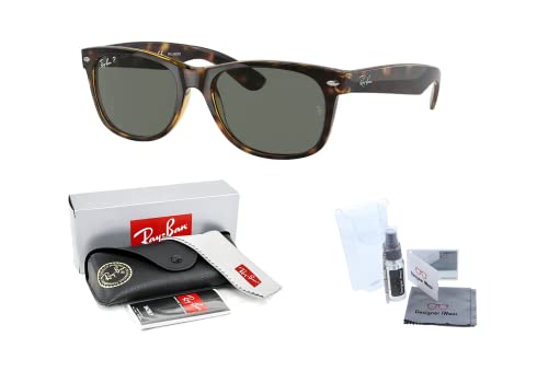 Ray-Ban RB2132 NEW WAYFARER Sunglasses for Men for Women + BUNDLE with Designer iWear Eyewear Kit (Tortoise/Polar Green Polarized)