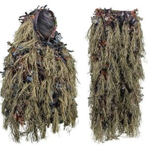 North Mountain Gear Hybrid Ghillie Suit For Men - Lightweight Hunting Airsoft Camouflage - Woodland Brown - X-Large / 2X-Large