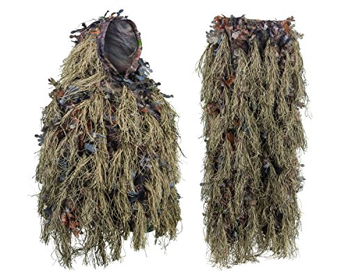 North Mountain Gear Hybrid Ghillie Suit For Men - Lightweight Hunting Airsoft Camouflage - Woodland Brown - X-Large / 2X-Large