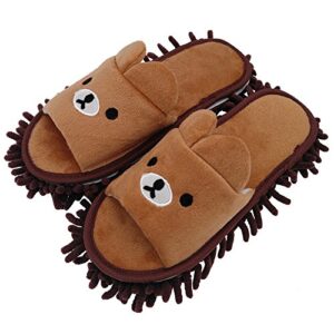 selric bear super chenille microfiber washable mop slippers shoes for women, floor dust dirt hair cleaner, multi-sizes multi-colors available 9 7/9 inches size:5.5-8.5.