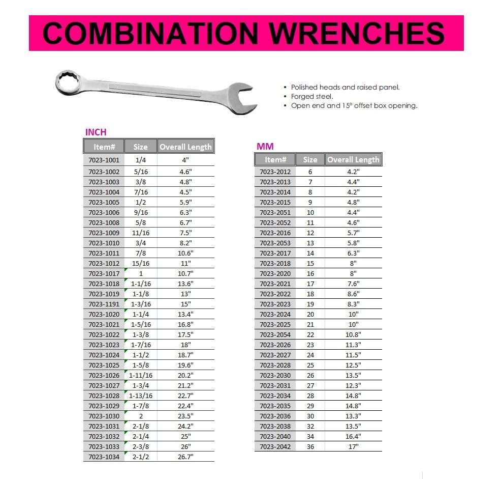 HHIP 7023-2052 Forged Steel Combination Wrench, 11 mm Size