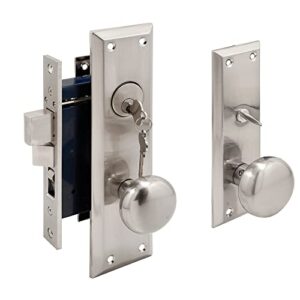 segal se 27600 entry door mortise lockset, 2-1/2 in. backset, single cylinder, satin finish (single pack)