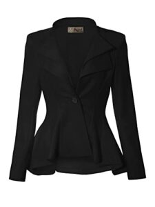 hybrid & company womens double notch lapel office blazer jk43864 1073t black medium