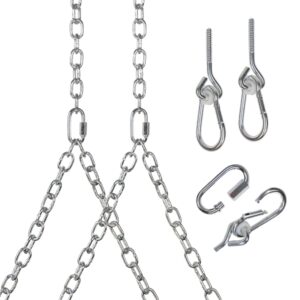 barn-shed-play heavy duty 700 lb porch swing hanging chain kit - color: silver (8 foot ceiling)