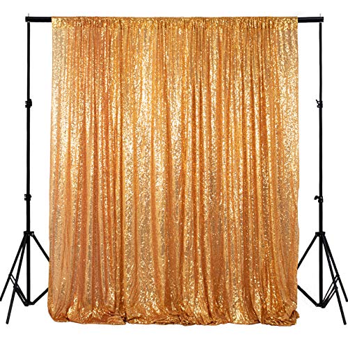 Gold Sequin BACKDROP-CURTAIN-4FTx8FT Sequin Photography Backdrop,Photo Booth Background,Sequin Christmas Backdrop Curtain Deep Gold Sequence Backdrop (4FTx8FT, Gold)