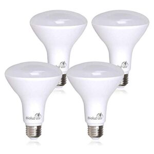 bioluz led 90 cri br30 led bulb 3000k soft white 7.5w = 65 watt replacement 650 lumen dimmable indoor/outdoor flood light ul listed title 20 high efficacy lighting (pack of 4)