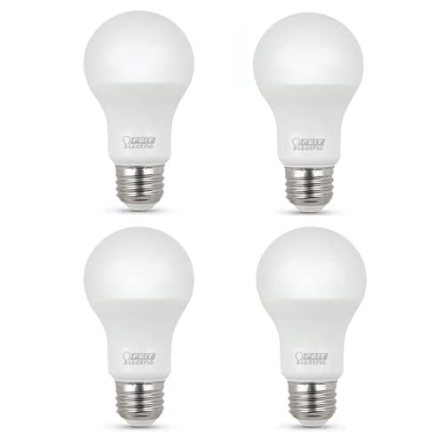 Feit Electric LED Light Bulbs, A19 60W Equivalent, Non Dimmable, 800 Lumens, A19 LED Light Bulbs, E26 Base, 2700k Soft White, A19 LED Bulbs, 10 Year Lifetime, 4 Pack, A800/827/10KLED/4