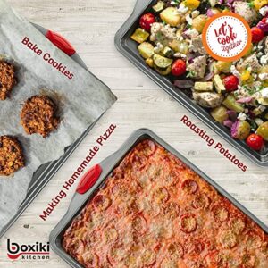 Nonstick Baking Sheet Tray Set of 3 - These Cookie Sheet Pans are Non-toxic, Dent, Warp, and Rust Resistant. Made with Heavy Gauge Carbon Steel for Oven Baking Sheets.