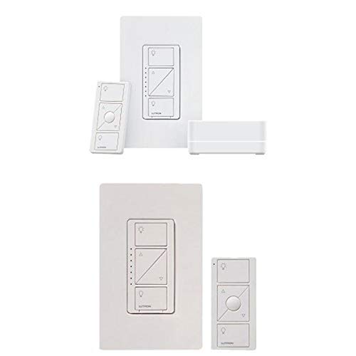 LUTRON Alexa Compatible Caseta Wireless Dimmer Kit + Caseta Wireless Multi-Location In-Wall Dimmer with Pico Remote Control Kit