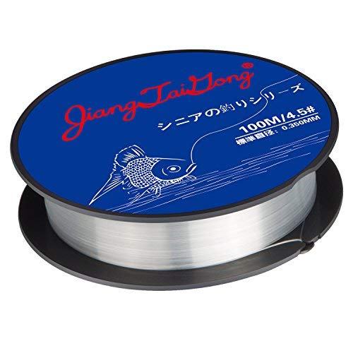 JIANGTAIGONG Monofilament Fishing Line,Superior Mono Nylon Fish Line Great Substitute for Fluorocarbon Fishs Line, 100 Meters Abrasion Resistant Fly Fishing Line for Freshwater(Clear)