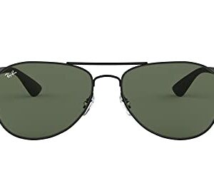 Ray-Ban RB3549 Aviator Sunglasses, Matte Black/Dark Green, 58 mm