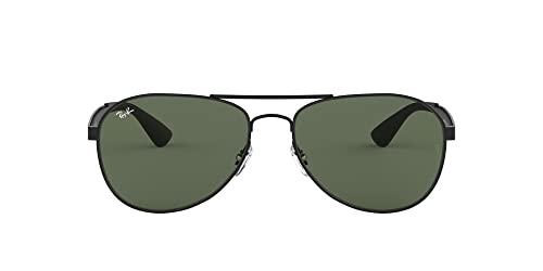 Ray-Ban RB3549 Aviator Sunglasses, Matte Black/Dark Green, 58 mm