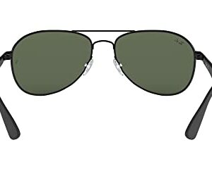 Ray-Ban RB3549 Aviator Sunglasses, Matte Black/Dark Green, 58 mm