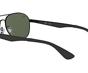 Ray-Ban RB3549 Aviator Sunglasses, Matte Black/Dark Green, 58 mm