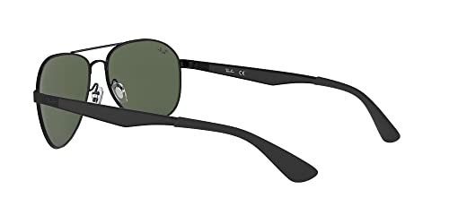 Ray-Ban RB3549 Aviator Sunglasses, Matte Black/Dark Green, 58 mm