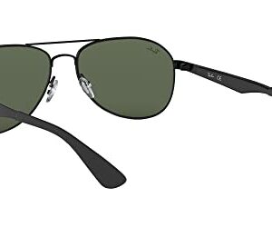 Ray-Ban RB3549 Aviator Sunglasses, Matte Black/Dark Green, 58 mm