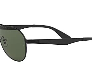 Ray-Ban RB3549 Aviator Sunglasses, Matte Black/Dark Green, 58 mm