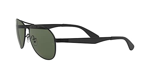 Ray-Ban RB3549 Aviator Sunglasses, Matte Black/Dark Green, 58 mm