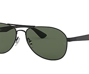 Ray-Ban RB3549 Aviator Sunglasses, Matte Black/Dark Green, 58 mm