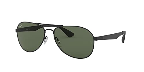 Ray-Ban RB3549 Aviator Sunglasses, Matte Black/Dark Green, 58 mm