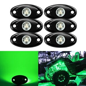 6 pods led rock lights, ampper waterproof led neon underglow light for car truck atv utv suv offroad boat underbody glow trail rig lamp (green)