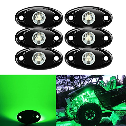 6 Pods LED Rock Lights, Ampper Waterproof LED Neon Underglow Light for Car Truck ATV UTV SUV Offroad Boat Underbody Glow Trail Rig Lamp (Green)