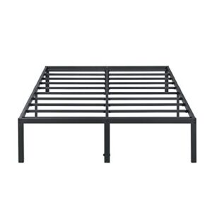 Olee Sleep 18 Inch Heavy Duty Steel Slat Anti-Slip Support, Easy Assembly Platform Bed frame, Noise Free Steel Mattress Foundation, Maximum Storage, No Box Spring Needed, Black, Queen Size