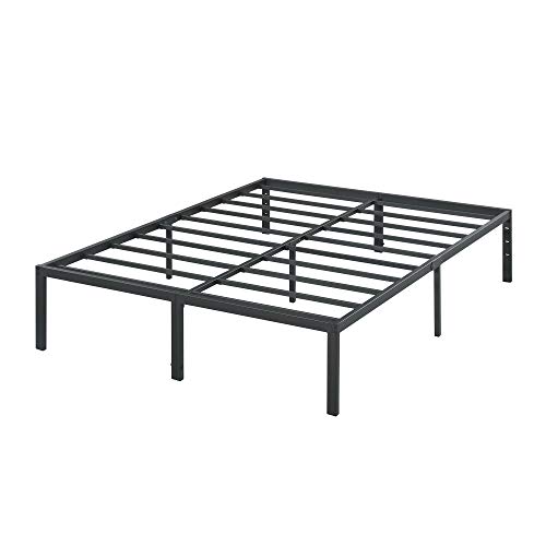 Olee Sleep 18 Inch Heavy Duty Steel Slat Anti-Slip Support, Easy Assembly Platform Bed frame, Noise Free Steel Mattress Foundation, Maximum Storage, No Box Spring Needed, Black, Queen Size