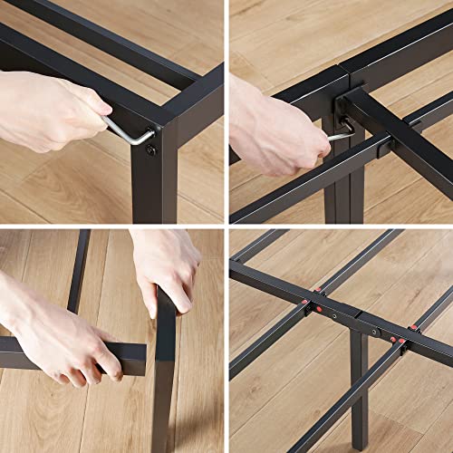 Olee Sleep 18 Inch Heavy Duty Steel Slat Anti-Slip Support, Easy Assembly Platform Bed frame, Noise Free Steel Mattress Foundation, Maximum Storage, No Box Spring Needed, Black, Queen Size