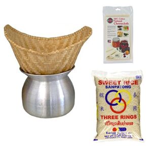 thai lao sticky rice steamer pot and basket cook kitchen cookware tool free sticky rice