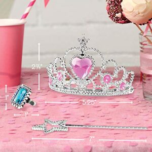 Neliblu Princess Pretend Play Dress Up Set - 12 Tiaras, 12 Wands, 24 Rings, Costume Jewelry, Accessories for Girls Dress Up Party, Ages 3-5