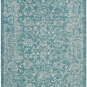 Safavieh Courtyard Collection CY8680 Indoor/ Outdoor Non-Shedding Stain Resistant Patio Backyard Area Rug, 4' x 5'7", Turquoise