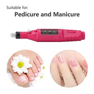 Pinkiou Portable Electric Nail Drill Set Pen Sander Polish Machine Acrylic Gel Removal Manicure Filer Kit with 6 Nail Drill Bits Pedicure Efile Rotary Carver Nail Art Tools