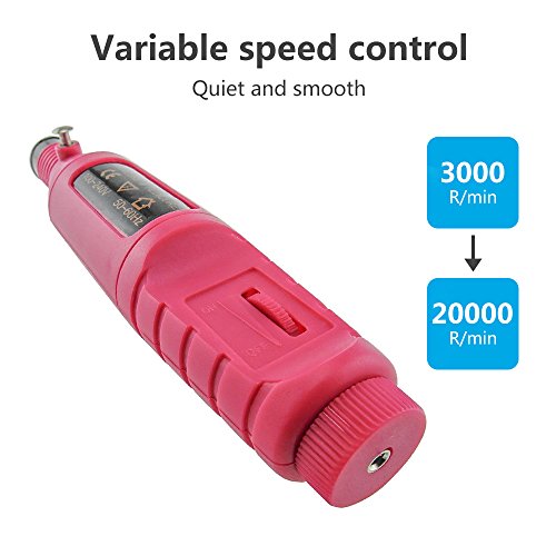 Pinkiou Portable Electric Nail Drill Set Pen Sander Polish Machine Acrylic Gel Removal Manicure Filer Kit with 6 Nail Drill Bits Pedicure Efile Rotary Carver Nail Art Tools