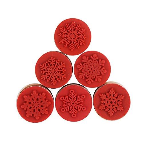 DECORA 6 Pieces Snowflake Floral Wooden Rubber Stamps for Card Making Scrapbooking and Crafts