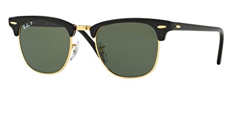 Ray-Ban RB3016 901/58 49M Clubmaster Black/Green Polarized Sunglasses For Men For Women + BUNDLE with Designer iWear Care Kit (Medium)