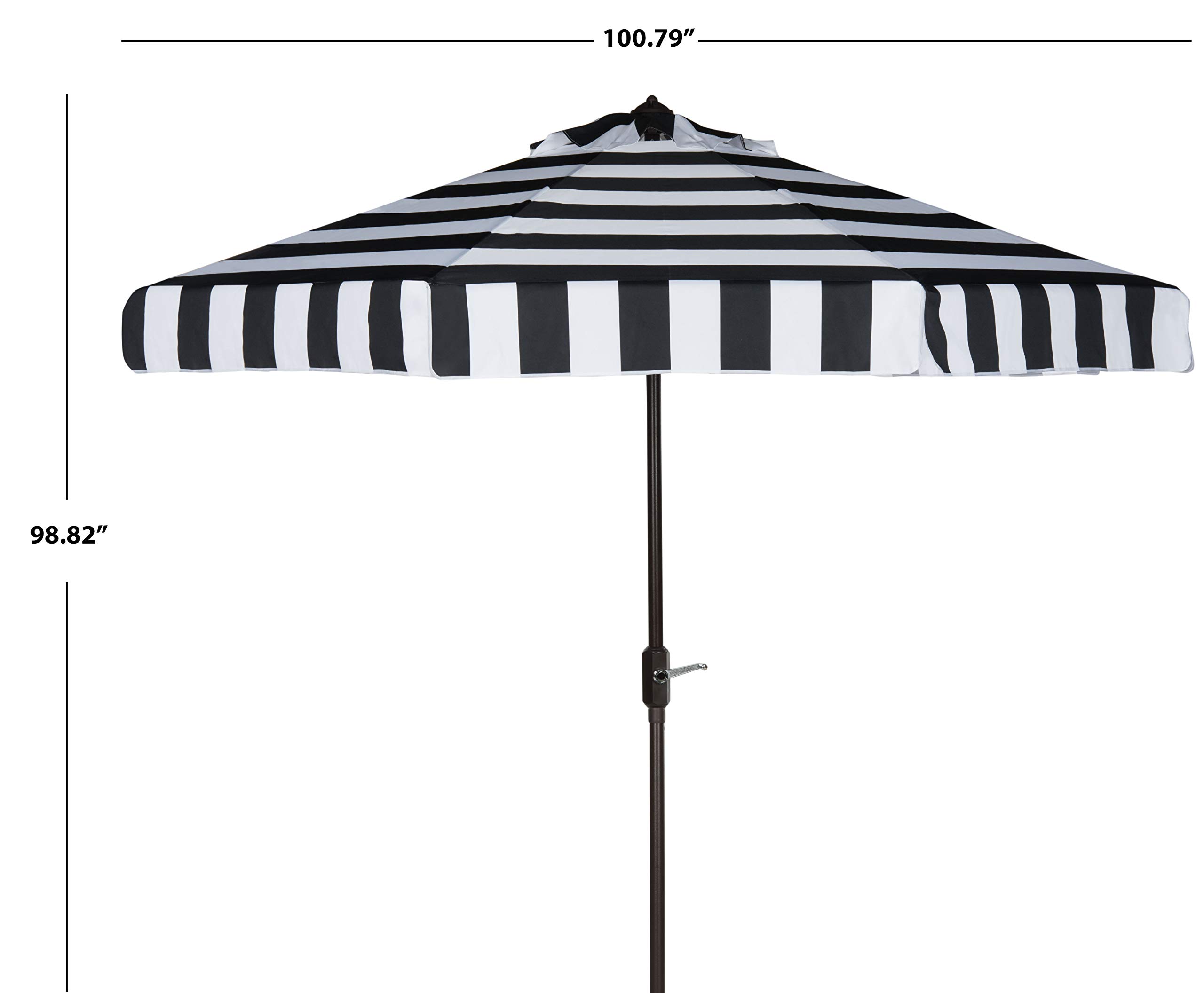 Safavieh PAT8003A Outdoor Collection Elsa Fashion Line Auto Tilt Umbrella, 9', Black/White