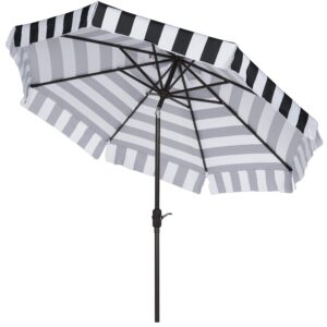 Safavieh PAT8003A Outdoor Collection Elsa Fashion Line Auto Tilt Umbrella, 9', Black/White