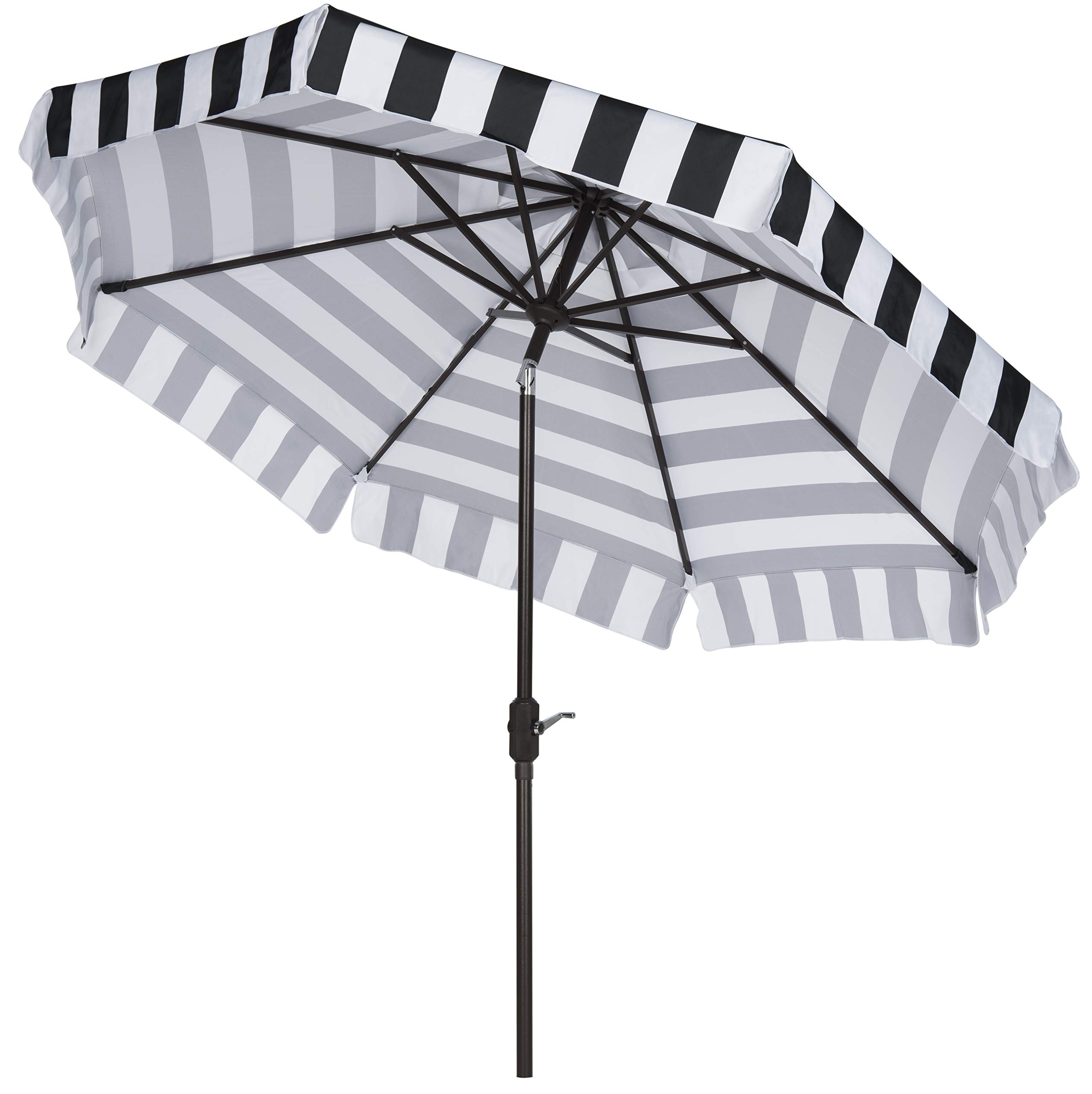 Safavieh PAT8003A Outdoor Collection Elsa Fashion Line Auto Tilt Umbrella, 9', Black/White