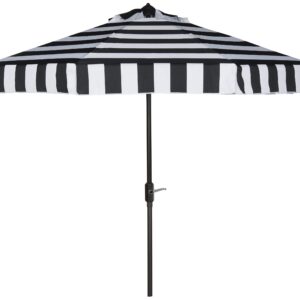 Safavieh PAT8003A Outdoor Collection Elsa Fashion Line Auto Tilt Umbrella, 9', Black/White