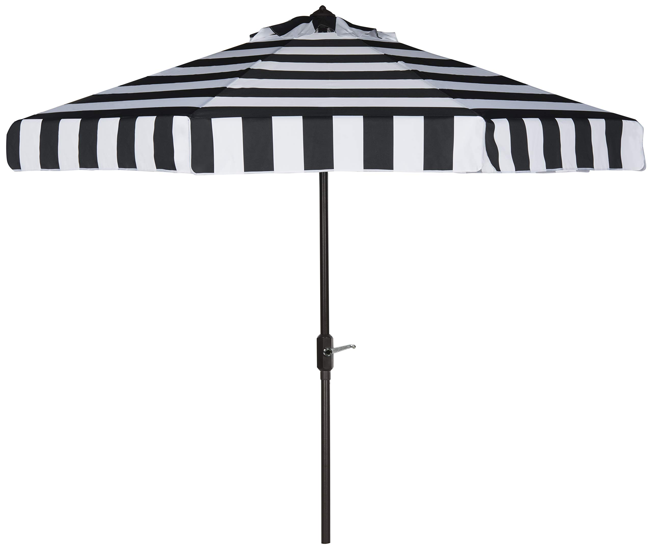 Safavieh PAT8003A Outdoor Collection Elsa Fashion Line Auto Tilt Umbrella, 9', Black/White