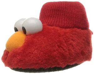 sesame street unisex-baby elmo puppet slipper, red, 5/6 child us toddler